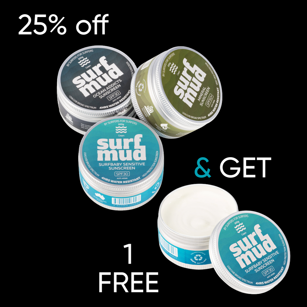 25% off 100g Sunscreen Bundle: Aluminium jars + FREE Surfbaby